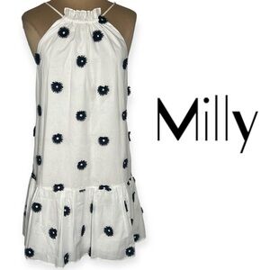 Milly | Dresses | Milly Embroidered Cotton Halter Mini Dress Tunic ...